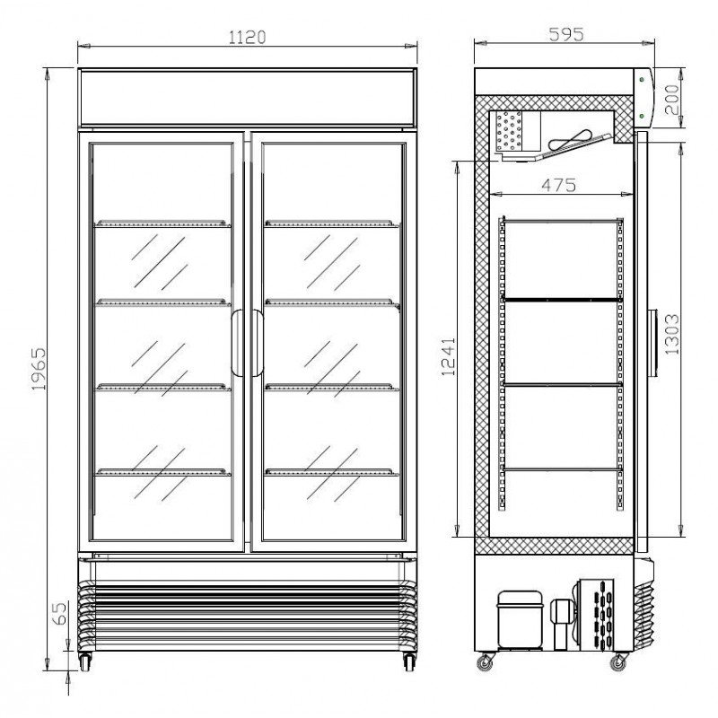 frigo boisson avec portes battantes 1120X661X2000